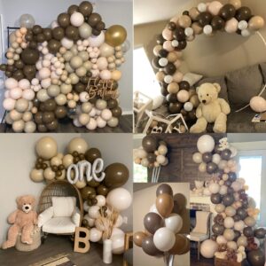 Brown Balloons Set 12 Inch Retro Brown Khaki Cream Balloons 35 Pcs Mocha Cocoa Coffee Brown Sand White Apricot Beige Nude Balloons for Neutral Bear Bridal Baby Shower Birthday Party Decorations