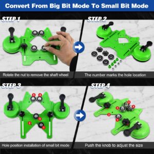 Diamond Hole Saw Kit 17PCS Drill Bits Sets with Double Suction Cups Guide Jig Fixture from 4 mm-83 mm Hollow Drill Set for Ceramic, Glass, Tile, Porcelain, Marble, Granite