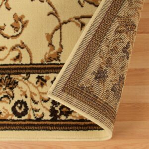 Superior Indoor Area Rug Set, for Living Room, Entryway, Basement, Kitchen, Office, Floor Cover, Jute Backing, Formal Floral, Clementina 3 Piece Rug Set, 2' x 3', 2' x 5', 5' x 7', Beige Ivory