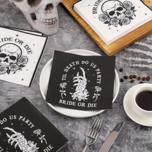 Aodaer 48 Pieces Bride or Die Paper Napkins Disposable Bride or Die Party Napkins Cocktail Dinner Napkin Set 13" x 13" Unfolded Halloween Tableware Napkins for Bride or Die Party Supplies