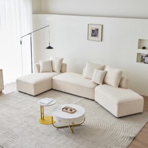 curved sectional couches for living room, 141.73" oversized l shaped modular sofa couch, cloud couch corner couch for apartment, bedroom, office, beige