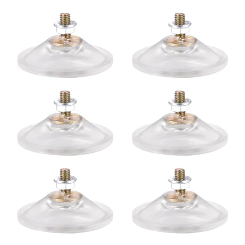 COMNICO Thickened PVC Suction Cup, 6 Pcs Clear Sucker Pads with Thread 2.16 Inches Screw Extra Strong Adhesive Glass Suction Holder Without Hooks for Bathroom Wall Door Glass Window Car Shade