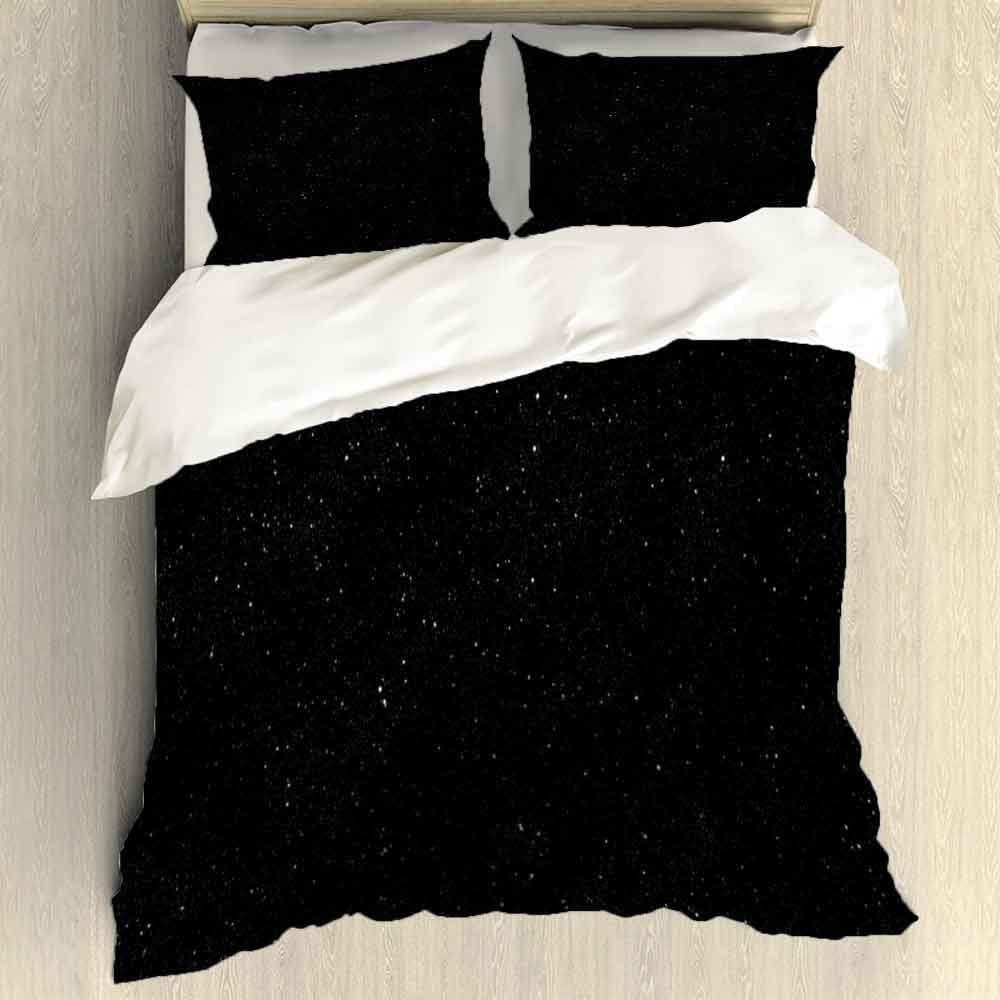 Fullentiart Duvet Cover Queen Size Black Dark Sky Night Background Glittery Starry Comforter Cover Queen Size Cute Duvet Cover (90"X90", 2 Pillow Covers)