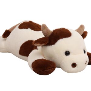 YESGIRL 25.6 inch 5 lbs Cow Weighted Stuffed Animals, Large Weighted Plush Animal, Cute Plush Toy Pillow, Soft Kawaii Plushie Gifts for Adults, Kids, Boys and Girls(Off-White)