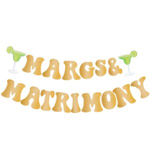 margs and matrimony bachelorette banner, pre-strung margarita bachelorette party decoration bride backdrop decor for bridal shower engagement mexican fiesta