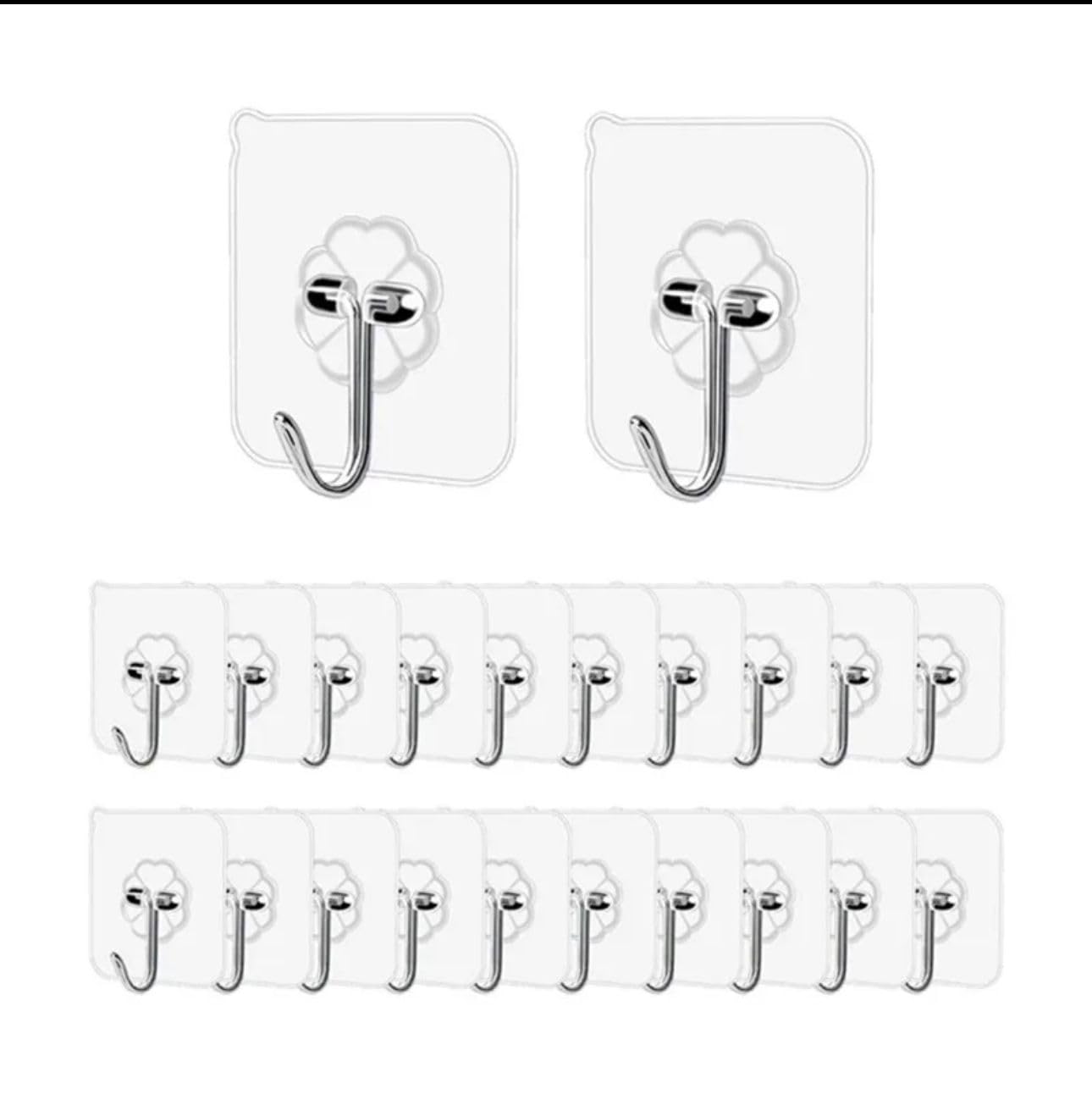 Generic 24 Packs of Hooks for Hanging Transparent and Reusable Seamless Hooks for Multipurpose (Bathroom, Kitchen etc) Self Adhesive Hooks