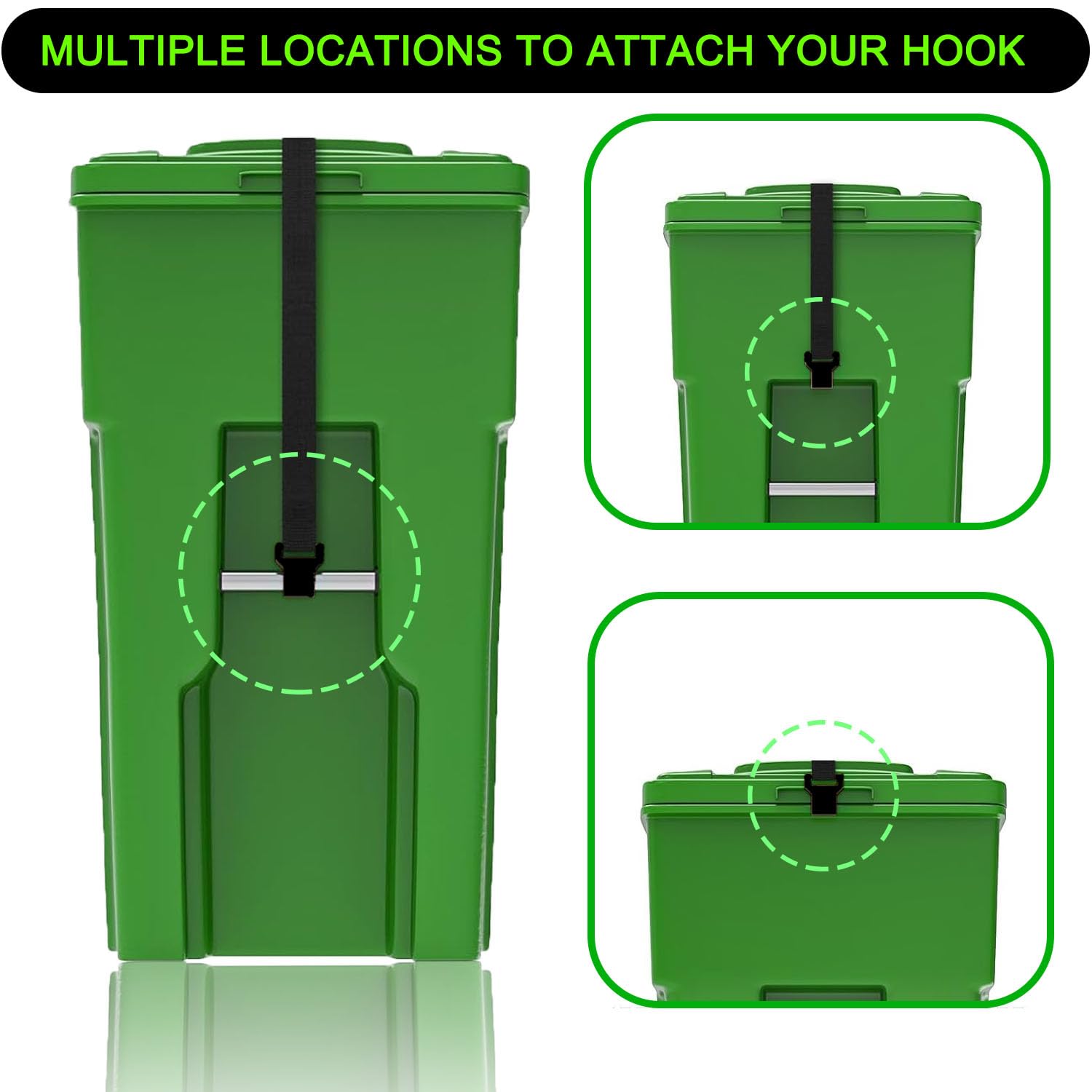 1PC Metal Double-Claw Trash Can Lock Straps for Animals,Bungee Cord Garbage Bin Lock,Outdoor Racoon Garbage Can Lid Lock Straps to Keep Racoons,Trash Can Bin Lid Locks Bungee Cord Outside【BLUE HOOKS】