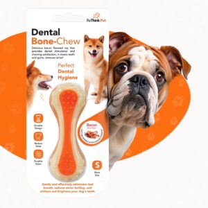 ReThink Pet Dental Bone Dog Chew Toy, Small Bacon-Scented Dog Chew Bones, Odor-Stimulating Nylon Dog Bones and Chew Toy, Durable and Tough Dog Toys for Boredom