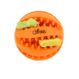 CHIWAVA 2 Pack 2.75" Rubber Teething Dog Toy Dental Balls Food Treat Feeder Chew Ball for Large Dogs