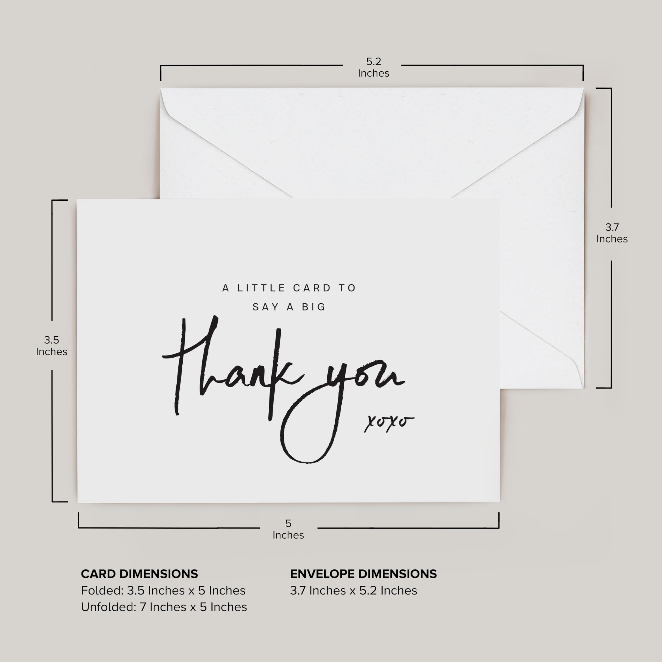 Blank Thank You Cards with Envelopes by ThreeKin - 25 Folded 3.5 x 5 Inch Cards for Weddings, Graduations, Baby Showers, Business & Birthdays - All Occasion Stationery Set, US Owned Business