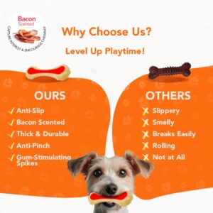 ReThink Pet Dental Bone Dog Chew Toy, Small Bacon-Scented Dog Chew Bones, Odor-Stimulating Nylon Dog Bones and Chew Toy, Durable and Tough Dog Toys for Boredom