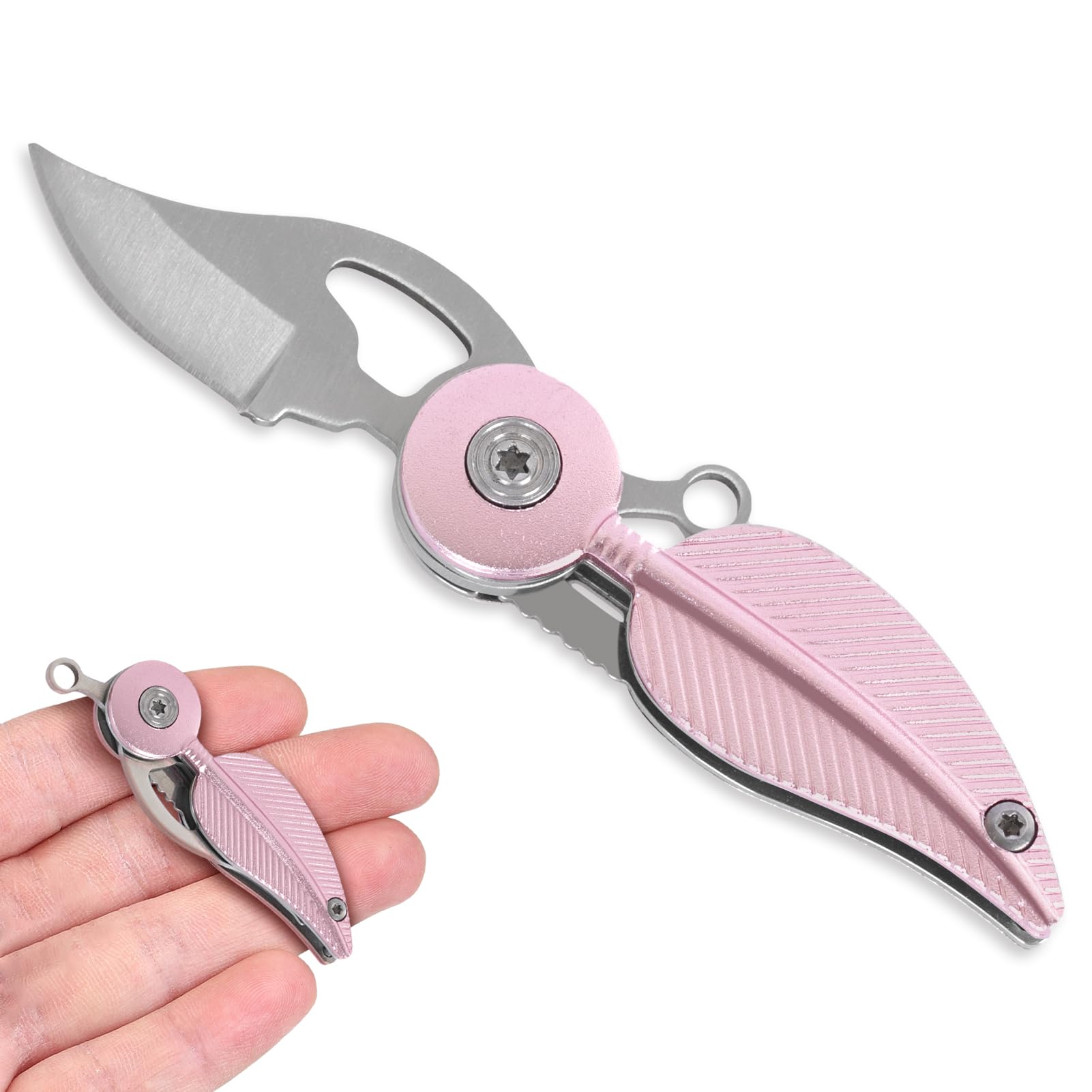 Tops Home Small Pink Pocket Knife for Women, Stocking Stuffers, Little Box Cutter, Cute Key Accessories, EDC Knife, Folding Utility Knife, Gift for Women Girls