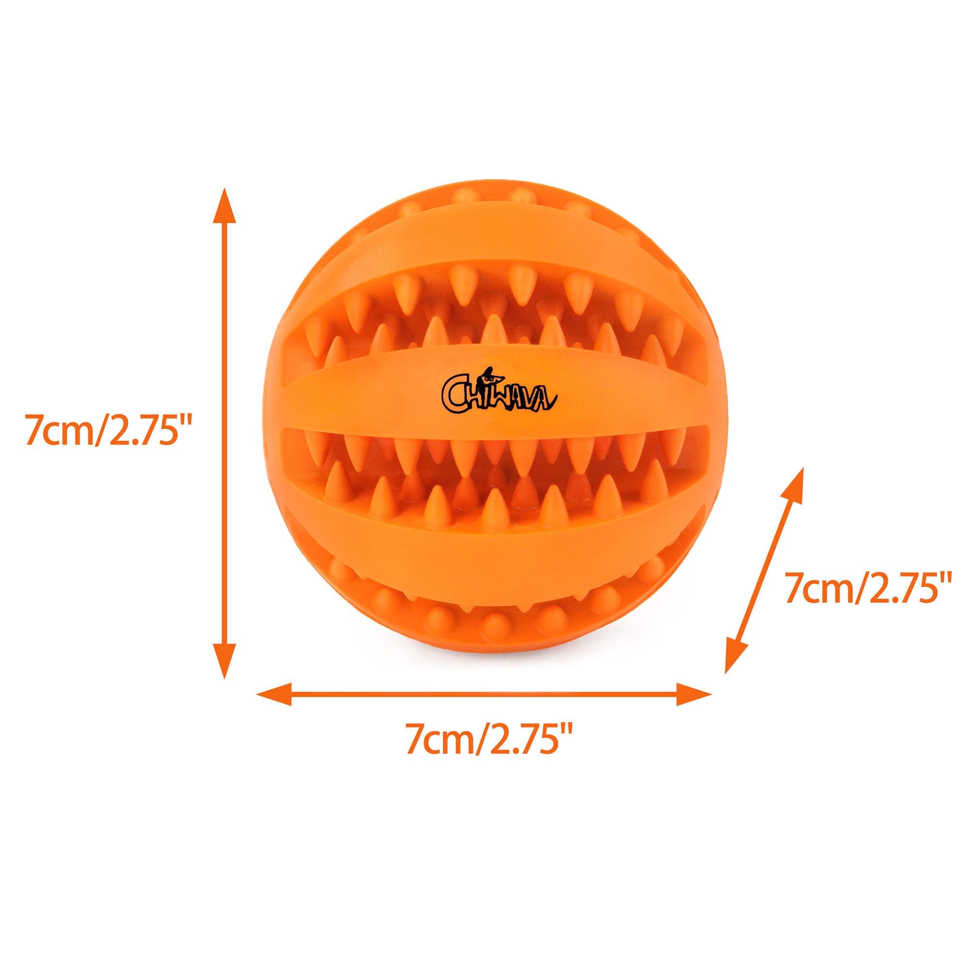 CHIWAVA 2 Pack 2.75" Rubber Teething Dog Toy Dental Balls Food Treat Feeder Chew Ball for Large Dogs