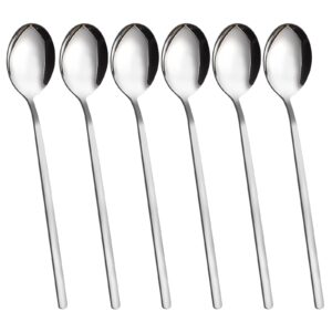 vanra soup spoons long handle for eating 8.5 inch korean soup spoons set of 6 silverware 18/8 stainless steel round spoons for soup cutlery set