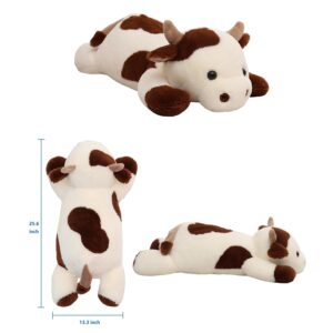 YESGIRL 25.6 inch 5 lbs Cow Weighted Stuffed Animals, Large Weighted Plush Animal, Cute Plush Toy Pillow, Soft Kawaii Plushie Gifts for Adults, Kids, Boys and Girls(Off-White)