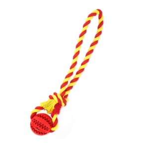 CHIWAVA 2 Pack 2" Dog Training Ball on Rope, Rubber Rope Dog Toys Ball with Handle for Tug of War Training Rewards for Small Dogs