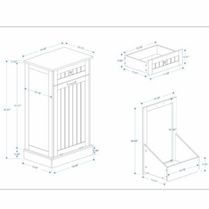 anwickjeff Tilt Out Trash Can Cabinet with Storage Drawer,Kitchen Island with Trash Can Storage,Hidden Laundry Hamper Cabinet for Kitchen (White)