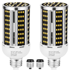 35w 2 pack led corn light bulb,3000k warm white(300w equivalent ) commercial grade e26/e39 5000lm medium mogul base led lamp,large area lights for outdoor indoor garage supermarket factory bay light