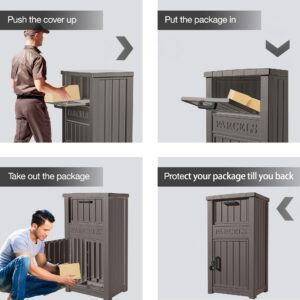 LHBGO Package Delivery Box for Outside, Anti-Theft Lockable Parcel Drop Boxes Outdoor Package Delivery and Waterproof Deck Box,Storage Box for Porch, House, Curbside