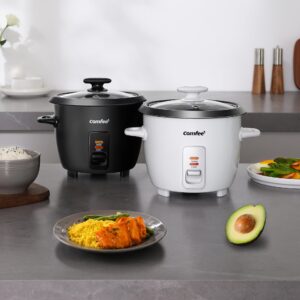 COMFEE' Rice Cooker, 6-Cup Cooked/3-Cup Uncooked, Removable Non-Stick Bowl, for Soups, Stews, Grains&Oatmeal, One Touch, Black