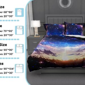 Lokaluo Milky Way Duvet Cover Twin Size 3D Printed Starry Sky Twin Duvet Cover Set Galaxy Outer Space Bedding Sets Science Fiction Art Style 3 Pcs Comforter Cover with 2 Pillowcases