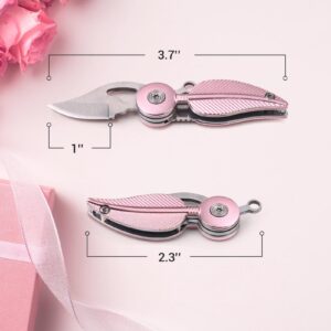 Tops Home Small Pink Pocket Knife for Women, Stocking Stuffers, Little Box Cutter, Cute Key Accessories, EDC Knife, Folding Utility Knife, Gift for Women Girls