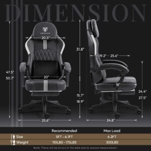 Gaming Chair with Footrest and Pocket Spring Cushion,Big and Tall Game Chair with Cooling Gel and Massage Lumbar,Adjustable High Back Ergonomic Computer Chair for Adults-Supports up to 300LBS Black ﻿