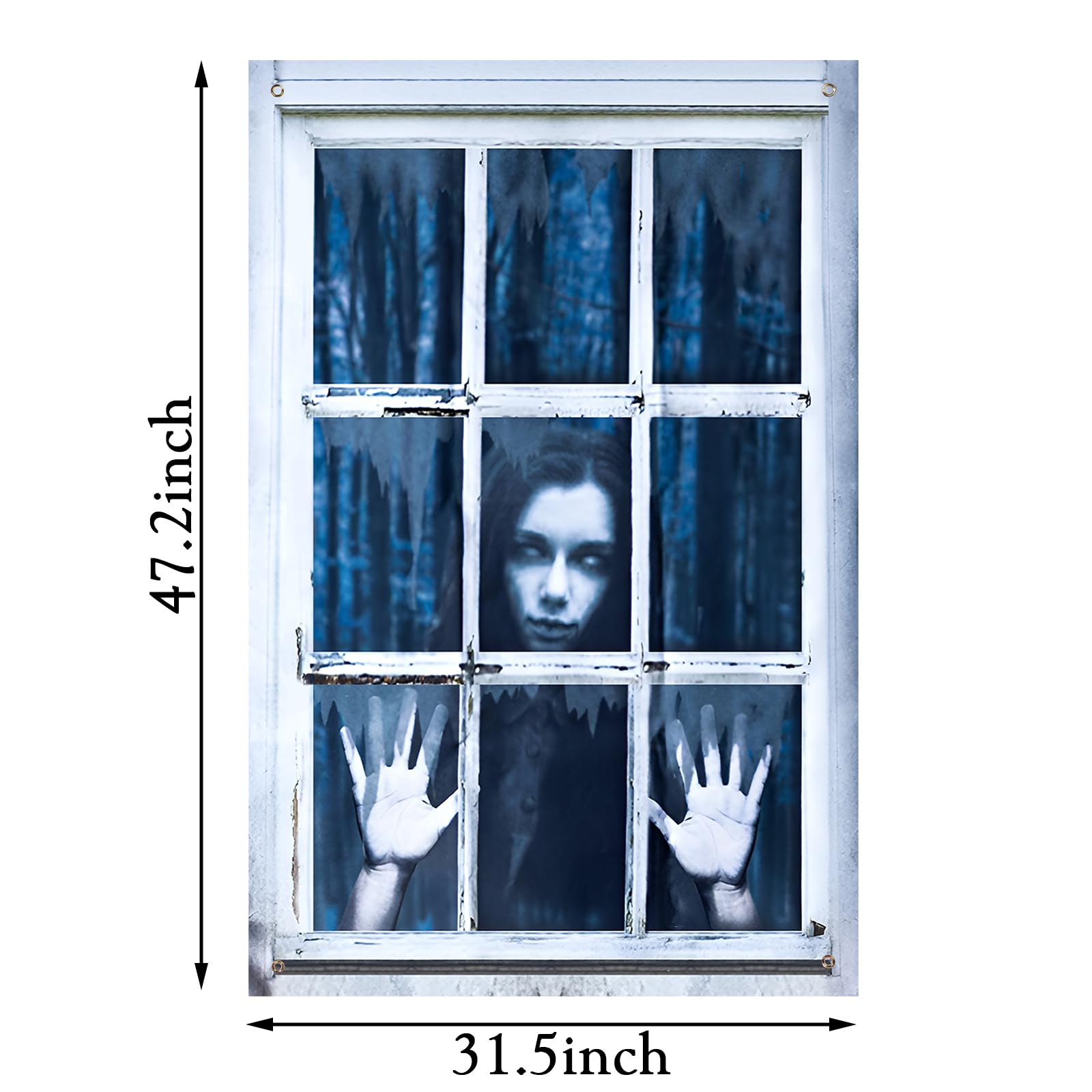 Halloween Window Decorations 31.5x47.2" Window Door Wall Cover Scary Halloween Decorations Indoor Outdoor Party Decor