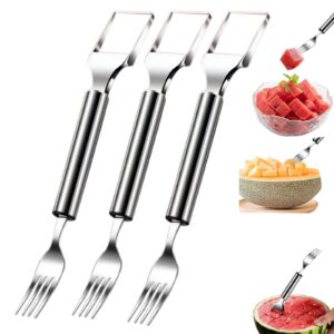 xingjieyun new watermelon fork slicer tool, summer double head fruit fork slicer, 2-in-1 stainless steel fruit slicer, suitable for family gatherings, camping parties (3 pieces)