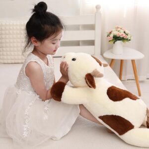 YESGIRL 25.6 inch 5 lbs Cow Weighted Stuffed Animals, Large Weighted Plush Animal, Cute Plush Toy Pillow, Soft Kawaii Plushie Gifts for Adults, Kids, Boys and Girls(Off-White)