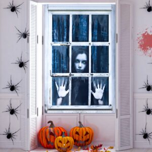 Halloween Window Decorations 31.5x47.2" Window Door Wall Cover Scary Halloween Decorations Indoor Outdoor Party Decor