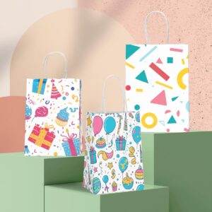 OTURGC Gift Bags 15 Pcs 5.9X3.1X8.2 Paper Bags with Handles bulk,Party Favor Bags Birthday Wedding Mother's Day gift bags Small Paper Shopping Bags,Colorful Retail bags (Balloons)