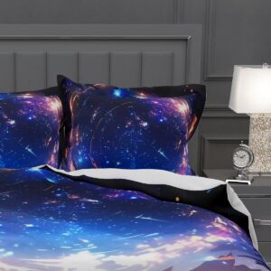 Lokaluo Milky Way Duvet Cover Twin Size 3D Printed Starry Sky Twin Duvet Cover Set Galaxy Outer Space Bedding Sets Science Fiction Art Style 3 Pcs Comforter Cover with 2 Pillowcases