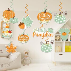 Little Pumpkin Baby Shower Decorations Hanging Swirls, Little Pumpkin Fall Hanging Decorations Autumn Leaf Hanging Pumpkin Decorations for Little Pumpkin Baby Shower Fall Party Decorations