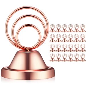 fulmoon 24 pcs table number holders ring-clip place card holders 1.5 inch steel table card stand for wedding christmas party graduation reception restaurant home photo picture office memo(rose gold)