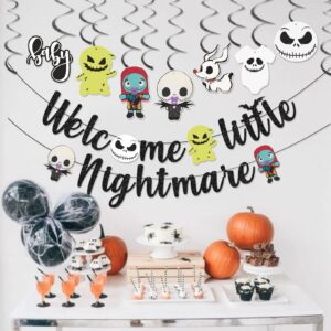 Nightmare Before Baby Shower Decorations Halloween Baby Shower Decorations Welcome Little Nightmare Banner Nightmare Birthday Party Decorations Nightmare Christmas Decor