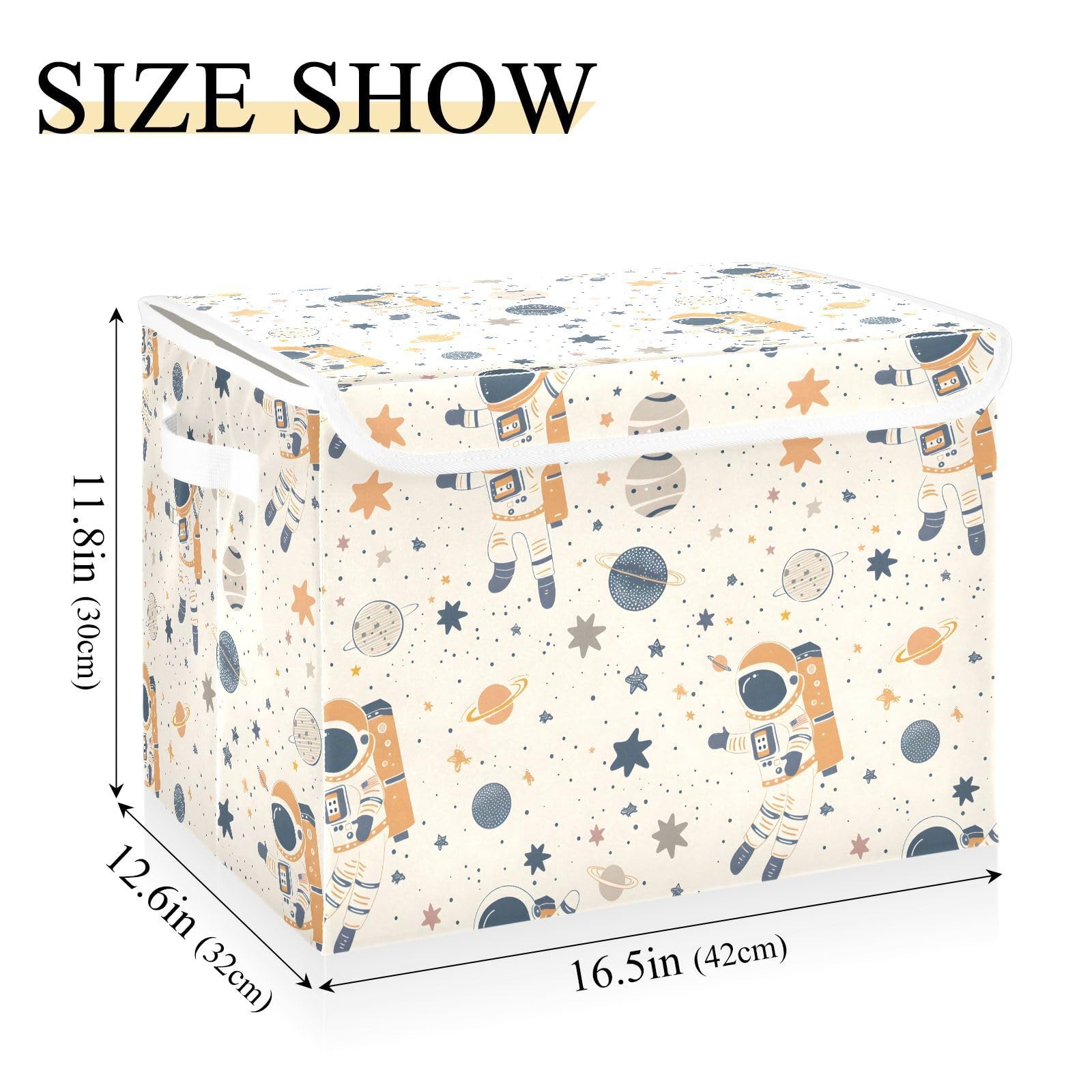 senya Large Storage Bins with Linen Imagine Space Themes Astronauts Planets and Stars Collapsible Foldable Storage Cubes Fabric Closet Organizer Containers