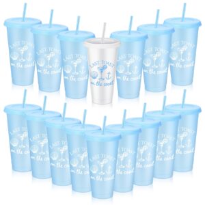 qinyoung 16 pcs last toast on the coasts bachelorette party plastic cups 24 oz bachelorette party tumbler with lids and straws camp bachelorette cups for bride bridesmaid last toast on the coast gifts