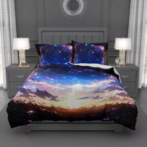 lokaluo milky way duvet cover twin size 3d printed starry sky twin duvet cover set galaxy outer space bedding sets science fiction art style 3 pcs comforter cover with 2 pillowcases