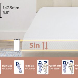 HWGEBY Queen Mattress,5 Inch Medium Firm Mattress, Gel Memory Foam Mattress, Cool to Sleep and Pressure Relief, Certipur-Us Certified, Memory Foam Mattress,Queen Size Mattress in a Box