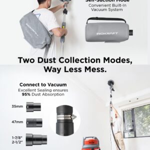 Drywall Sander with Vacuum Dust Collector, 820W DIY Popcorn Ceiling Removal Tool with Shoulder Strap, 600-1900RPM ETL Certified Electric Drywall Sander with 4 Vacuum Adapters, Aluminum Oxide Sandpaper