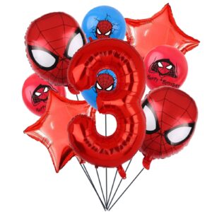 cartoon heroes spider birthday decorations, spider pattern 3rd birthday balloons, 32inch number 3 cartoon aluminium balloon, the spider birthday balloons for kids birthday baby shower decorations