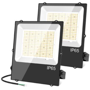 2 pack 300w led flood lights, 42000lm dlcetl listed led stadium light 5000k, led shoebox fixture pole light outdoor, ip65 commercial street area lighting for parking lot yard playground, ac100~277v