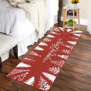 CAREMEE Christmas Rug Runner Rug 2x6 Washable Rug Non Slip Kitchen Rugs Bedroom Decor Soft Throw Rugs Stain Resistant Carpet for Bedroom Laundry Hallway Runner Red 2'x6'