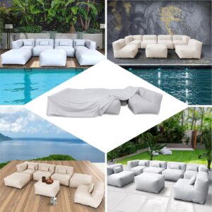 Patio Furniture Covers Waterproof Outdoor Furniture Covers for Winter Outdoor Rectangle Table and Chair Set Covers, Dust Proof Furniture Protective Cover (light gray, sofa set cover)