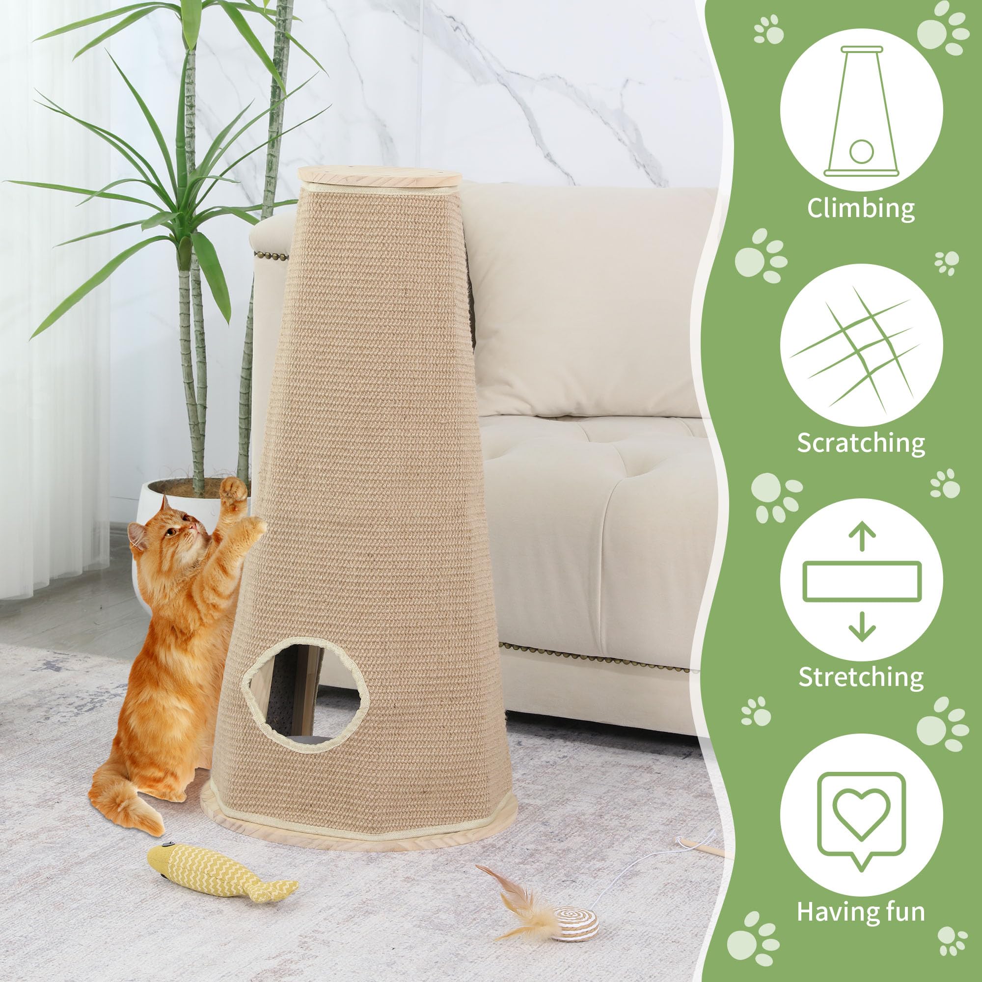 ROYALAY Tall Cat Scratching Posts for Indoor Cats, Premium Sisal Rope Scratch Posts for Kitten and Adult Cats, Scratcher Post Tree Kitten Interactive Toy to Protect Your Furniture for Cats at All Ages