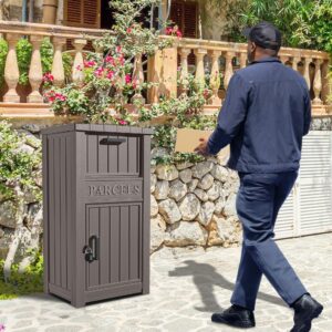 LHBGO Package Delivery Box for Outside, Anti-Theft Lockable Parcel Drop Boxes Outdoor Package Delivery and Waterproof Deck Box,Storage Box for Porch, House, Curbside