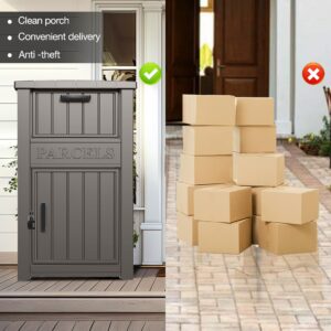 LHBGO Package Delivery Box for Outside, Anti-Theft Lockable Parcel Drop Boxes Outdoor Package Delivery and Waterproof Deck Box,Storage Box for Porch, House, Curbside