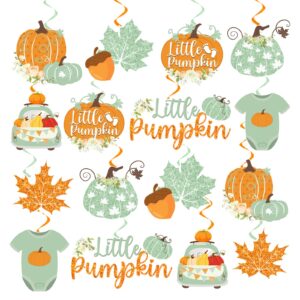 Little Pumpkin Baby Shower Decorations Hanging Swirls, Little Pumpkin Fall Hanging Decorations Autumn Leaf Hanging Pumpkin Decorations for Little Pumpkin Baby Shower Fall Party Decorations