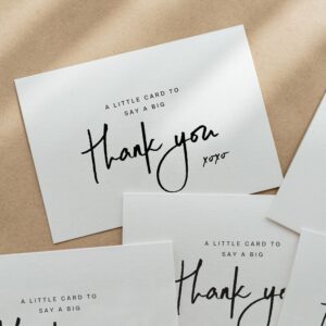 Blank Thank You Cards with Envelopes by ThreeKin - 25 Folded 3.5 x 5 Inch Cards for Weddings, Graduations, Baby Showers, Business & Birthdays - All Occasion Stationery Set, US Owned Business